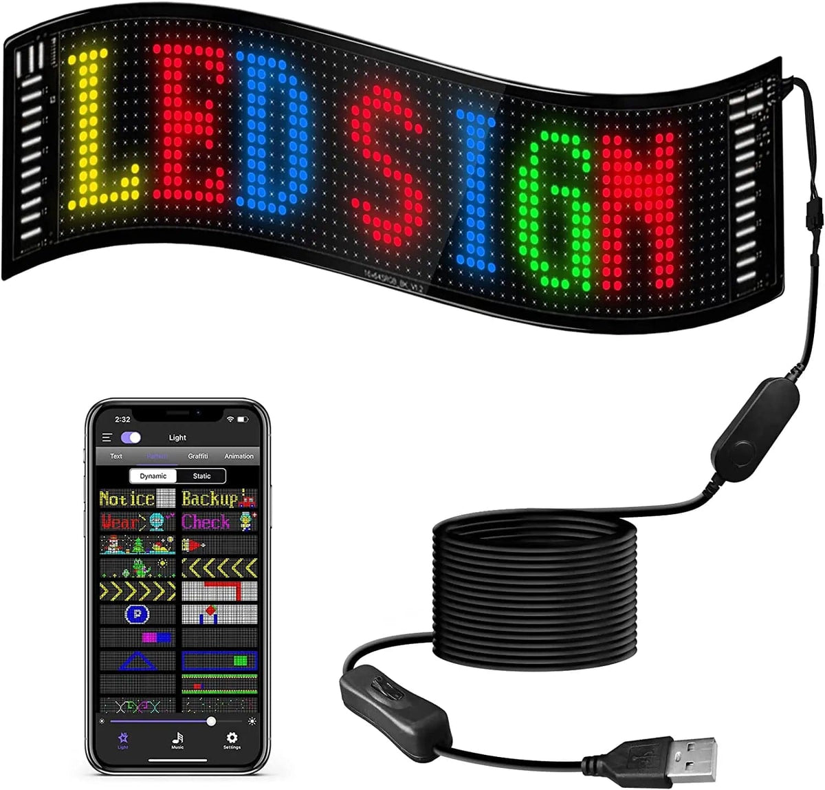 LED Car Sign, Programmable LED Matrix Panel, Flexible Screen Display A ...