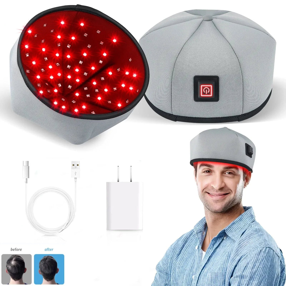Laser Therapy Cap for Hair Regrowth, Red Light Therapy for Hair Growth ...